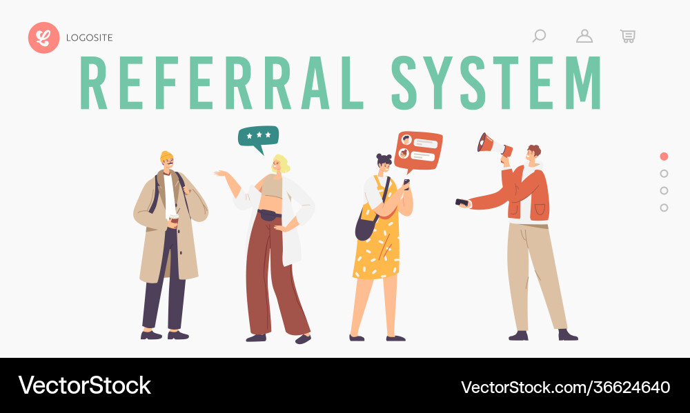 Referral system landing page template salesman Vector Image