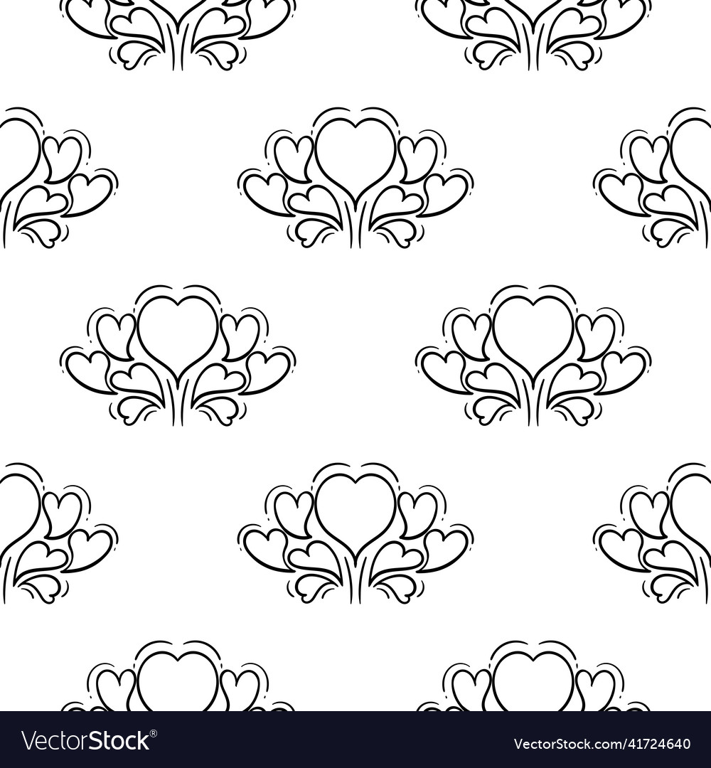 Seamless pattern hand drawn heart Royalty Free Vector Image