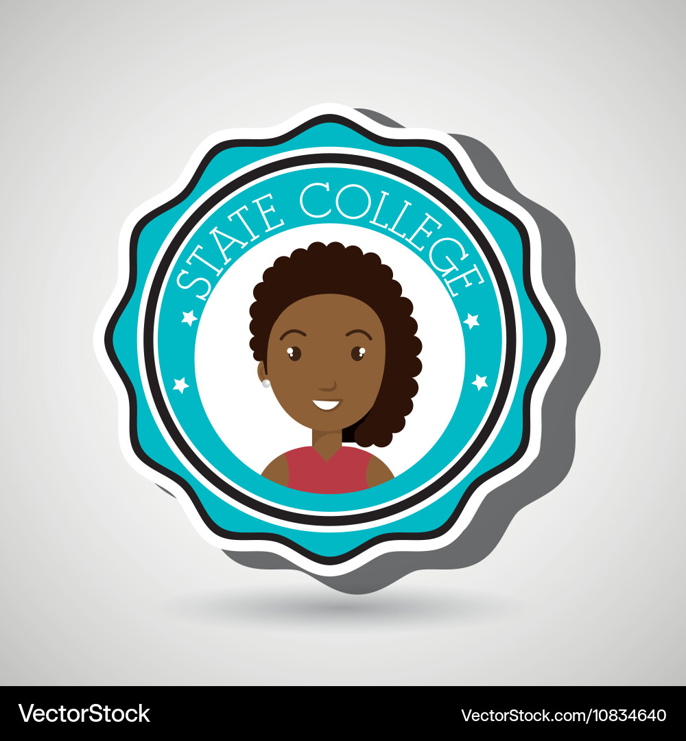 State college student emblem woman Royalty Free Vector Image