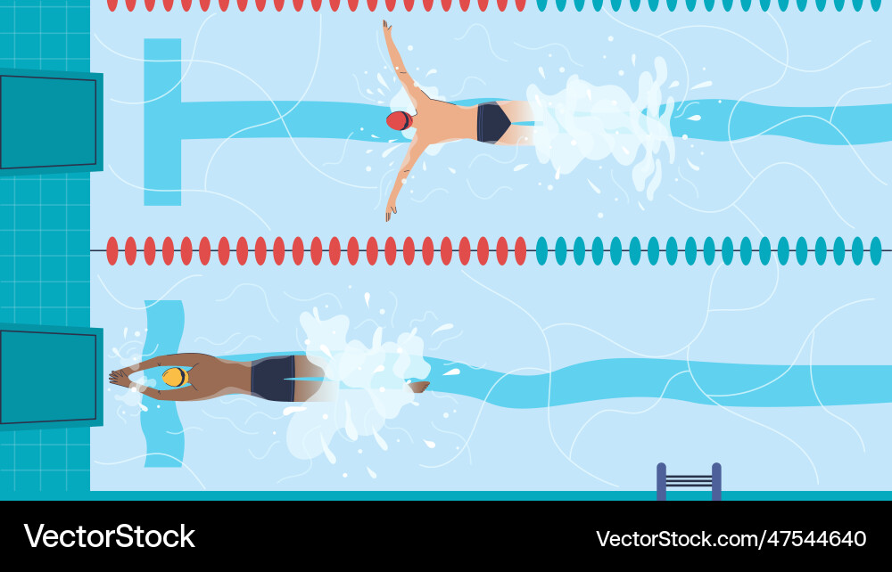 Swimming competition athletes top view Royalty Free Vector