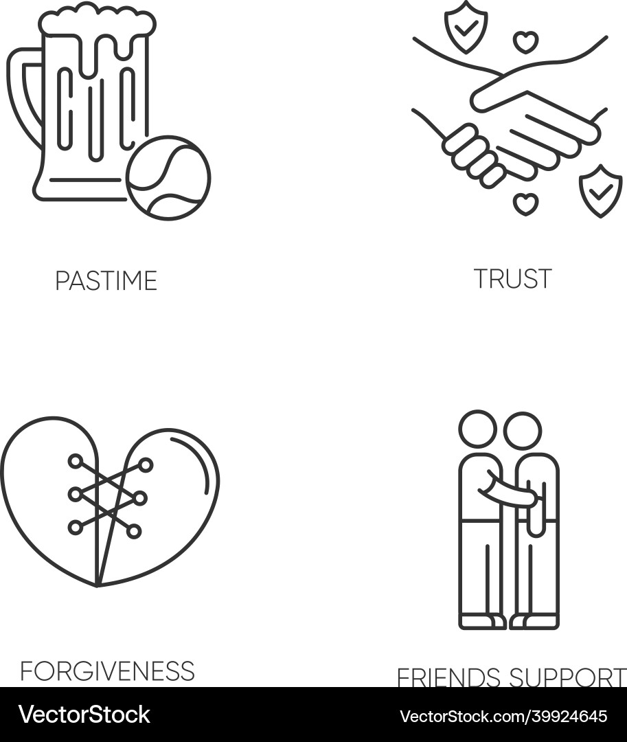 Best friends pixel perfect linear icons set Vector Image
