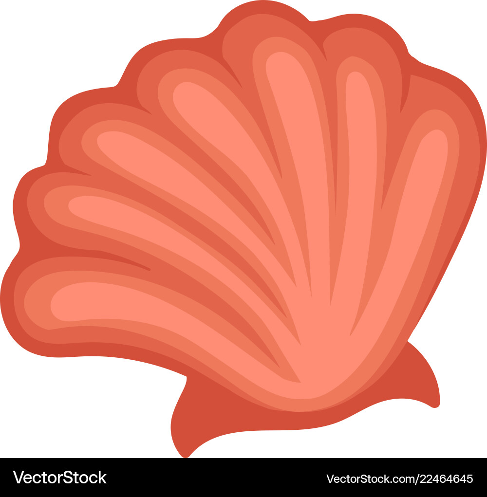 Bright red sea shell marine object ocean life Vector Image