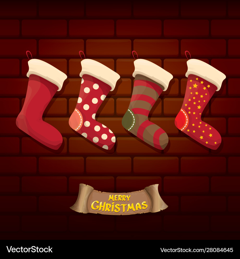 Cartoon cute christmas stocking or socks Vector Image