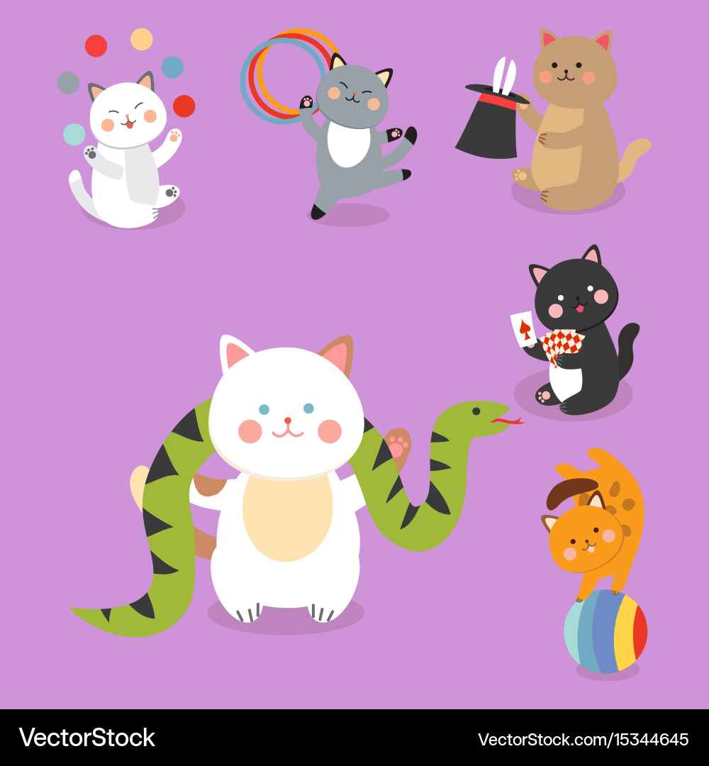 Circus cats cheerful for kids Royalty Free Vector Image