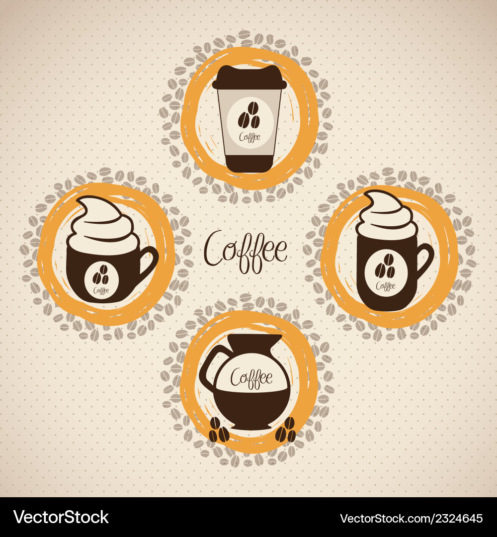 Coffee icons isolated on beige background Vector Image