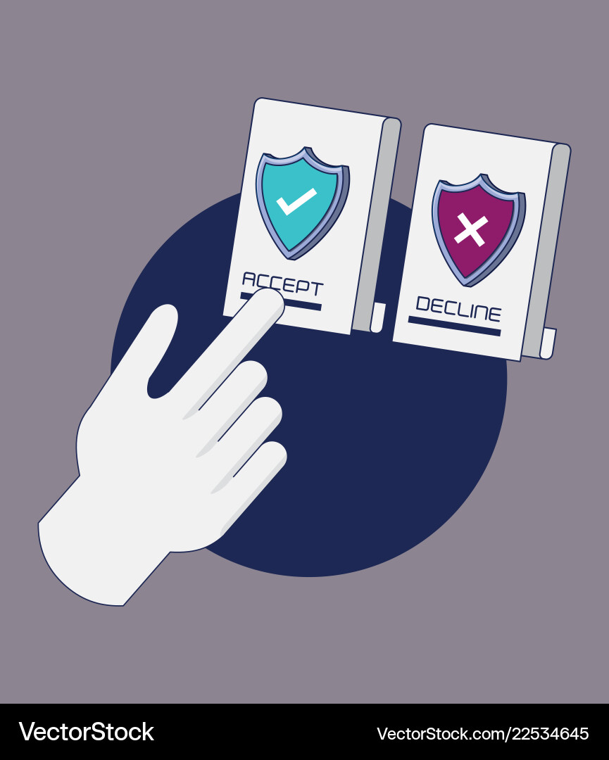 Data security with hand selection accept Vector Image