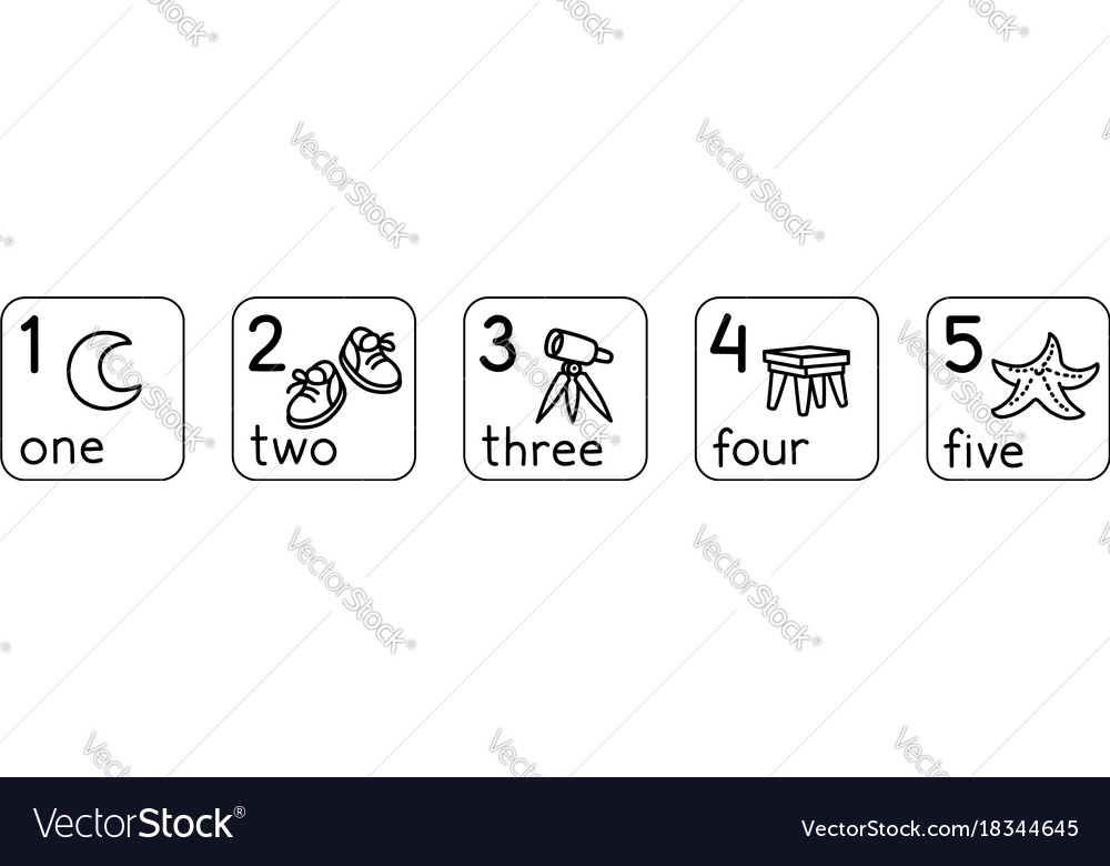 Education cards for learning to count from 1 5 Vector Image