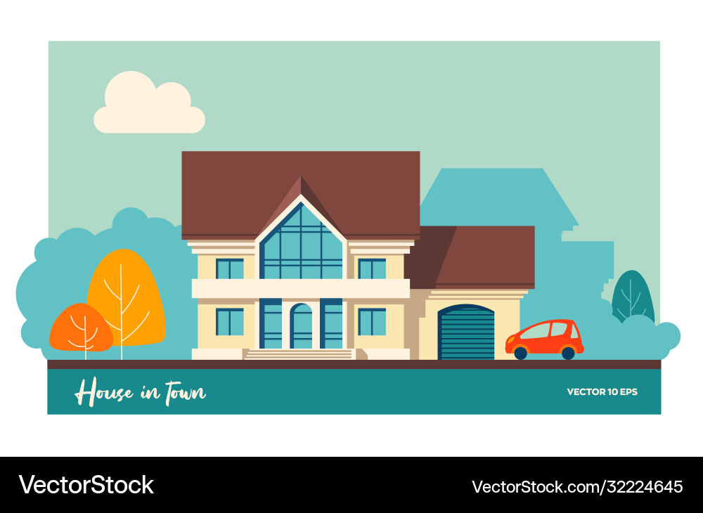 House with garage and car Royalty Free Vector Image