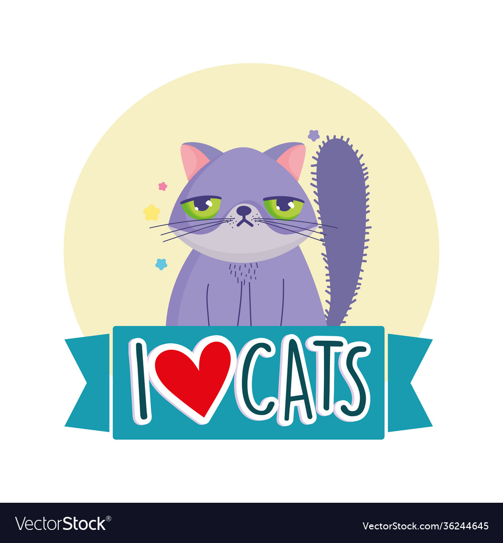 I love cats grumpy cat pet feline cartoon Vector Image