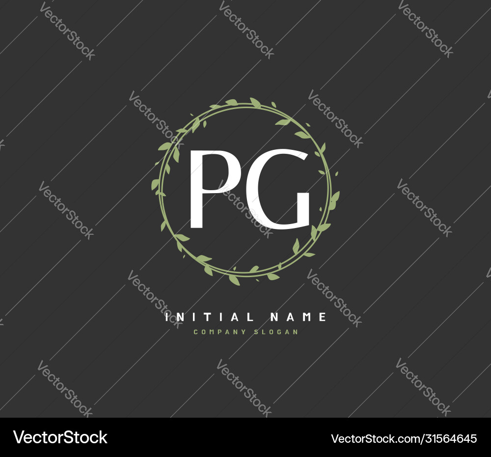 P g pg beauty initial logo handwriting logo Vector Image