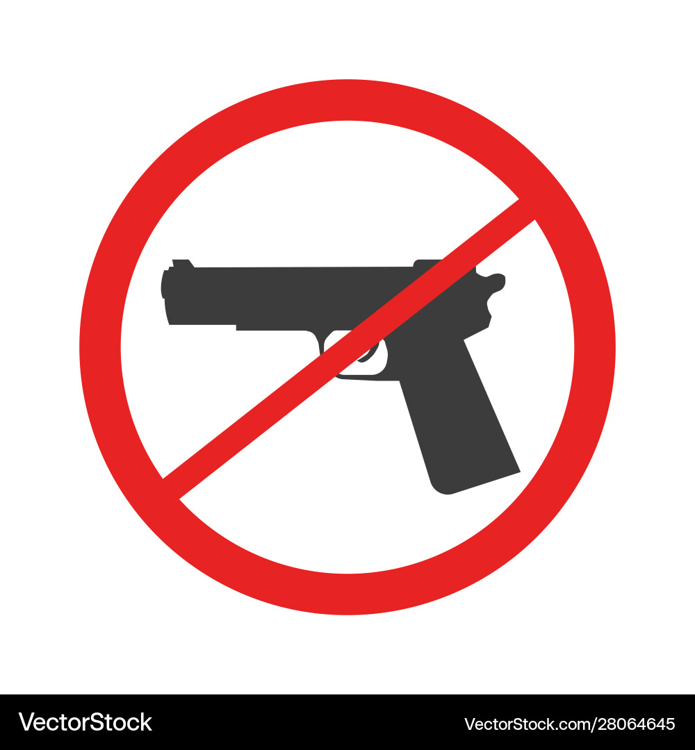 Red prohibition sign for gun icon Royalty Free Vector Image