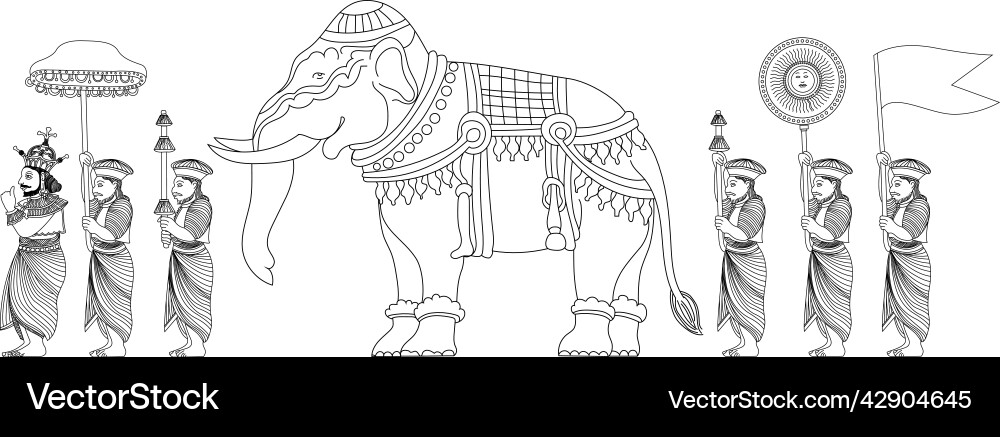 Sri lankan traditional kandy perahara Royalty Free Vector