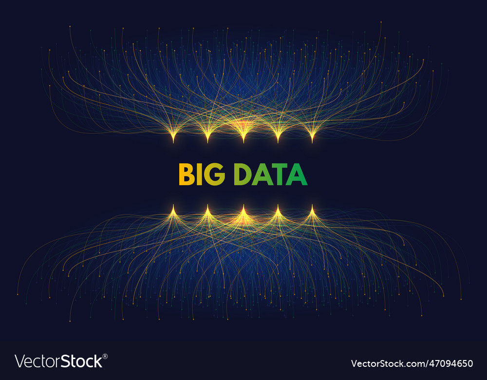 Big data streams digital technology visualization Vector Image