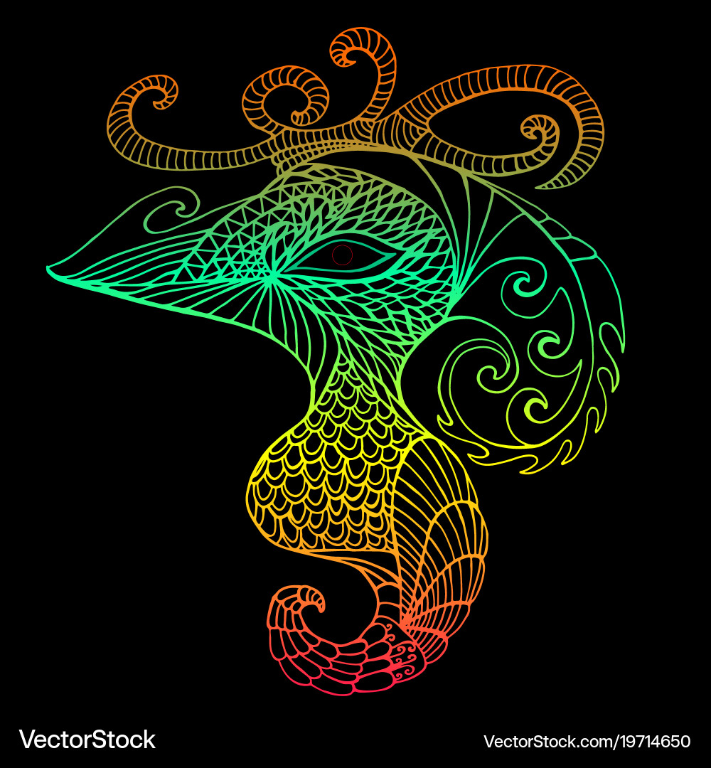 Bright mystical bird vintage psychedelic style Vector Image
