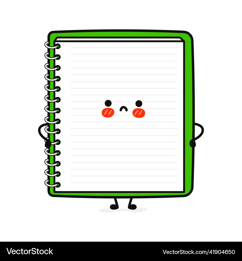Cute sad note pad character hand drawn cartoon Vector Image