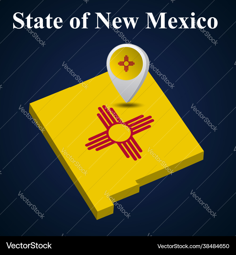 Flag state new mexico usa on map dark Royalty Free Vector