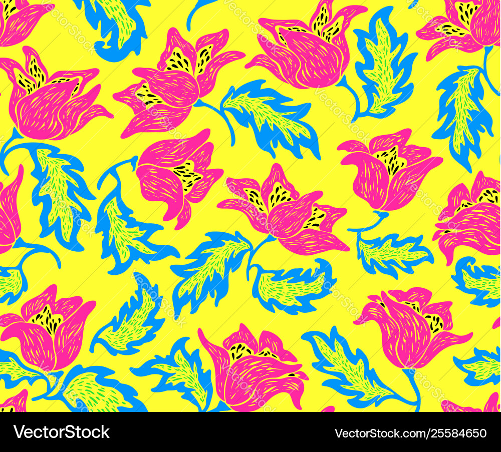 Floral pattern with colorful flowers Royalty Free Vector