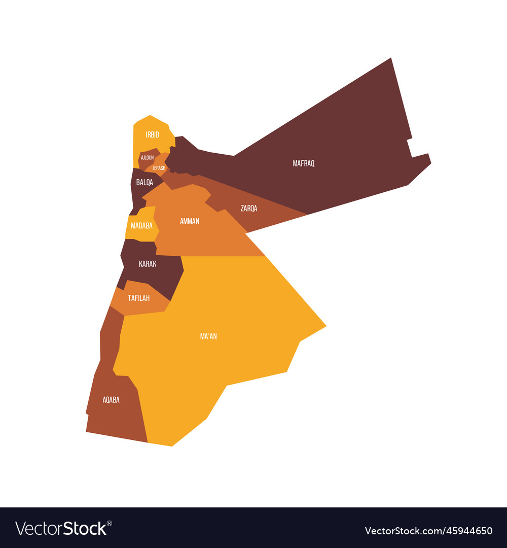Jordan Political Map Of Administrative Divisions Vector Image