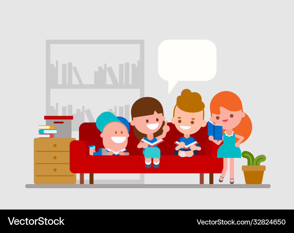 Kids doing homework with friends Royalty Free Vector Image