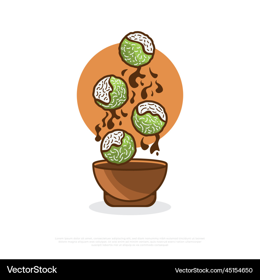 Klepon with melted palm sugar Royalty Free Vector Image