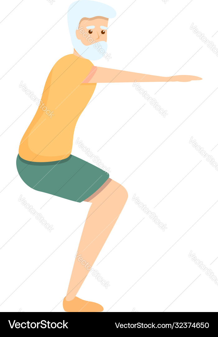 Senior man sit down exercise icon cartoon style Vector Image