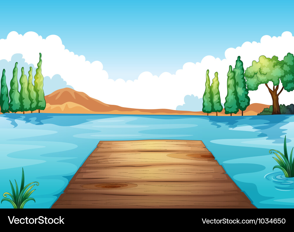 Water and bench Royalty Free Vector Image - VectorStock