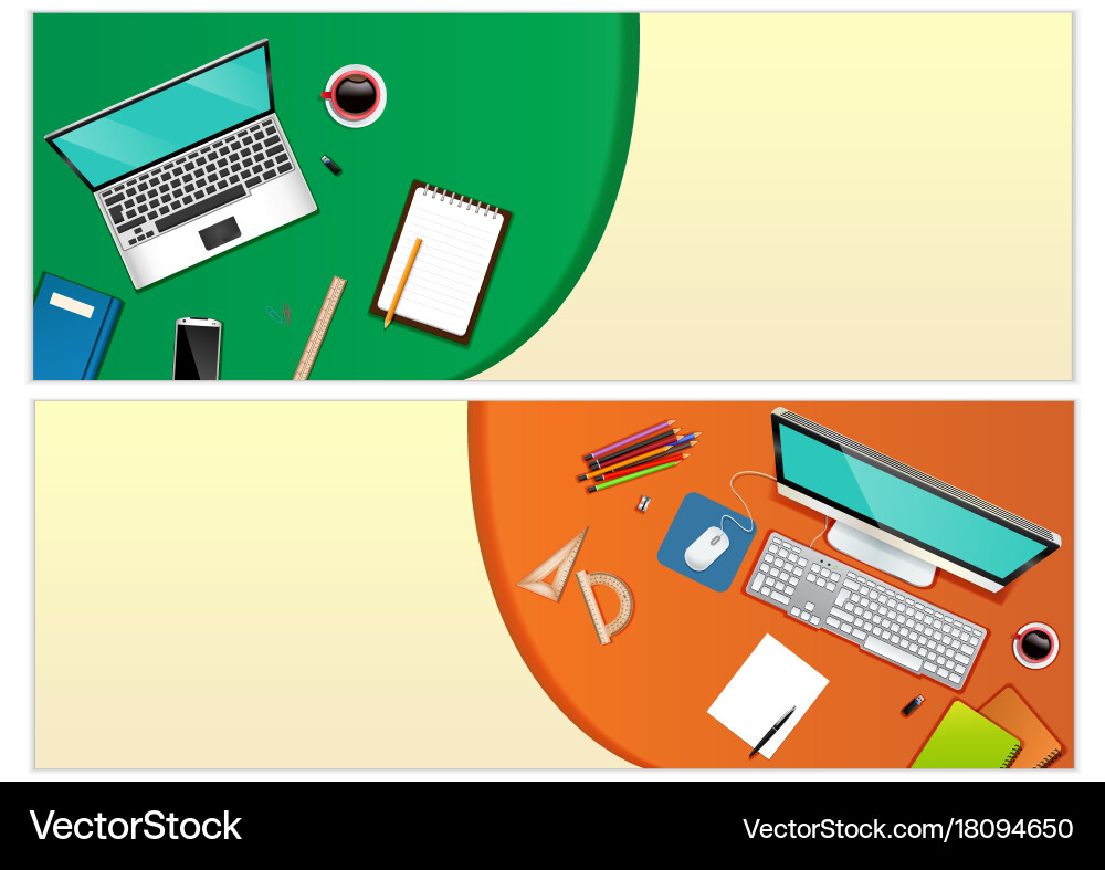 Workplace office with a laptop and office Vector Image
