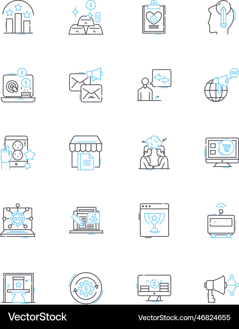 Advertising awareness linear icons set awareness Vector Image