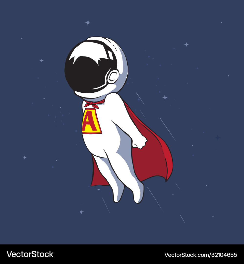 Astronaut superhero flies to space Royalty Free Vector Image