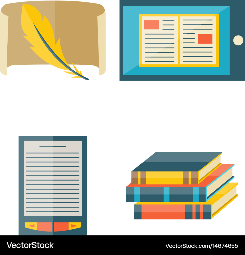 Books icons document magazine publication Vector Image