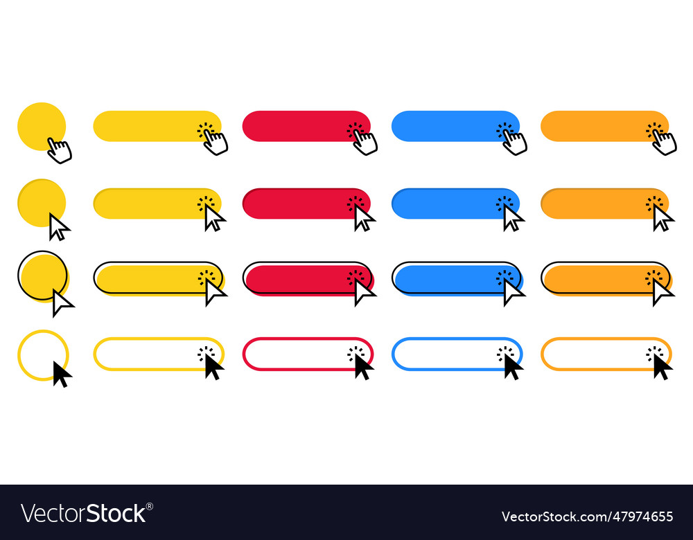 Click button cursor pointer clicking on buttons Vector Image