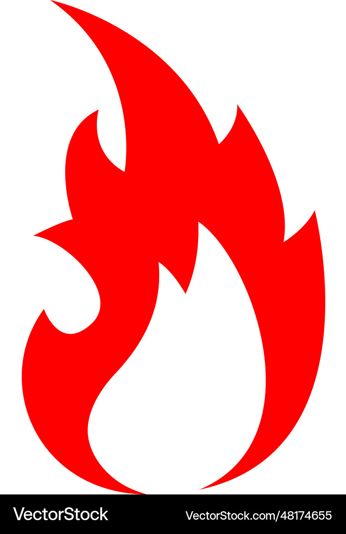 Fire icon red color symbol or emblem Royalty Free Vector