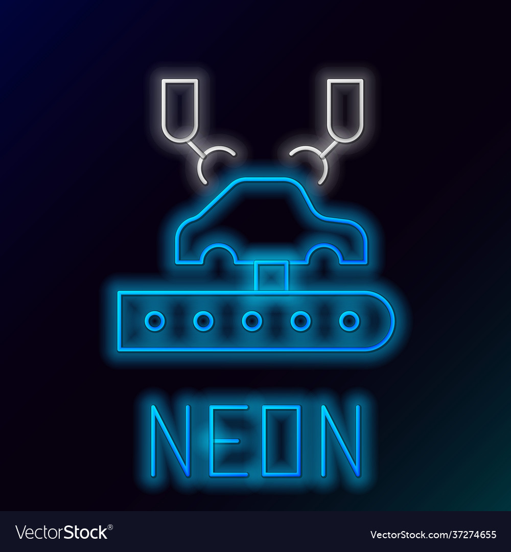 Glowing neon line industrial machine robotic robot Glowing neon line industrial machine robotic robot