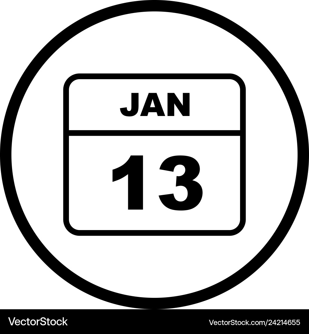 January 13th date on a single day calendar Vector Image