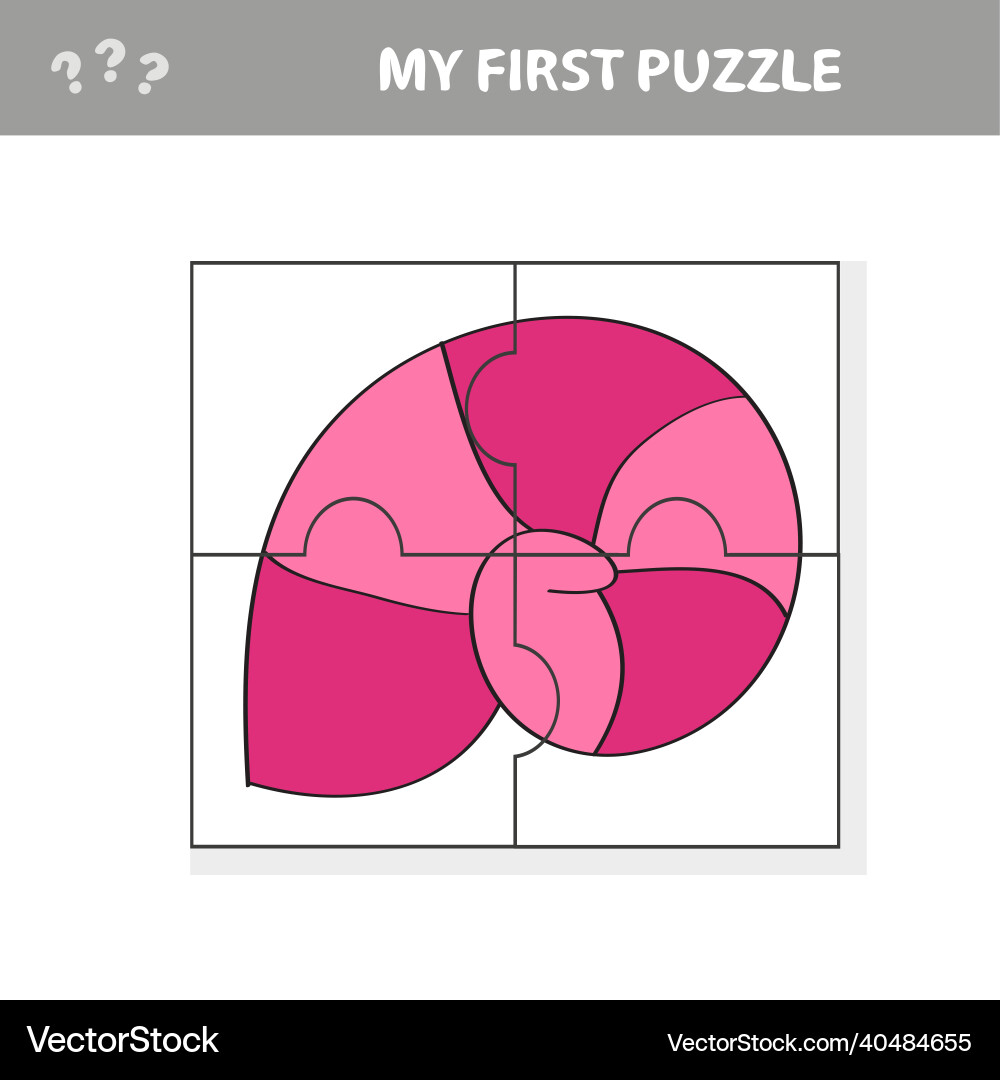 Kids game with a sea shell puzzle piece Royalty Free Vector
