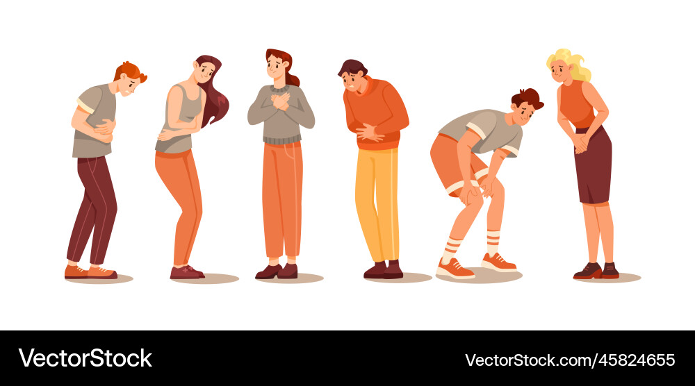 People characters suffering from pain or ache Vector Image