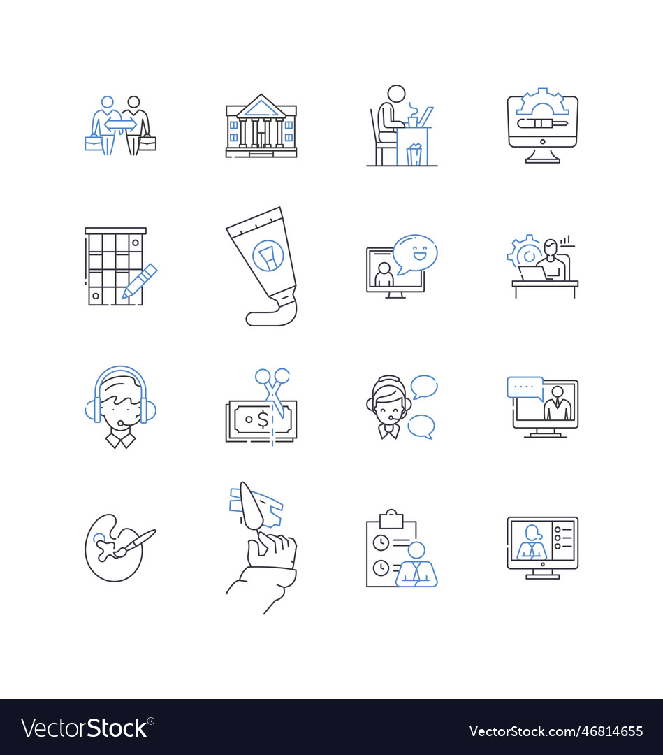 Project diagram line icons collection overview Vector Image