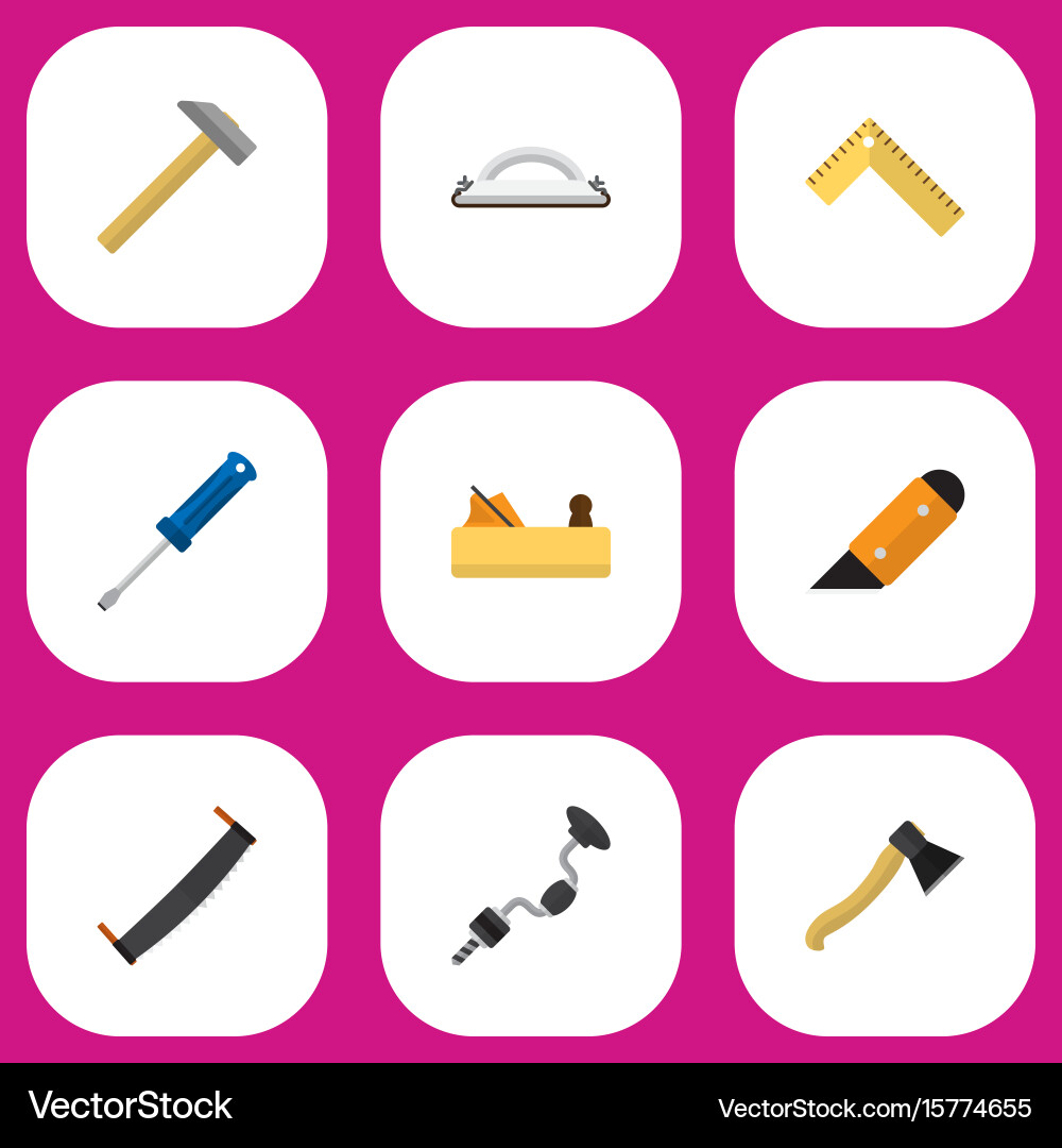 Set of 9 editable instrument icons includes Vector Image