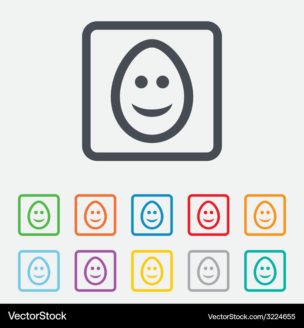 Smile egg face sign icon Smiley symbol Royalty Free Vector