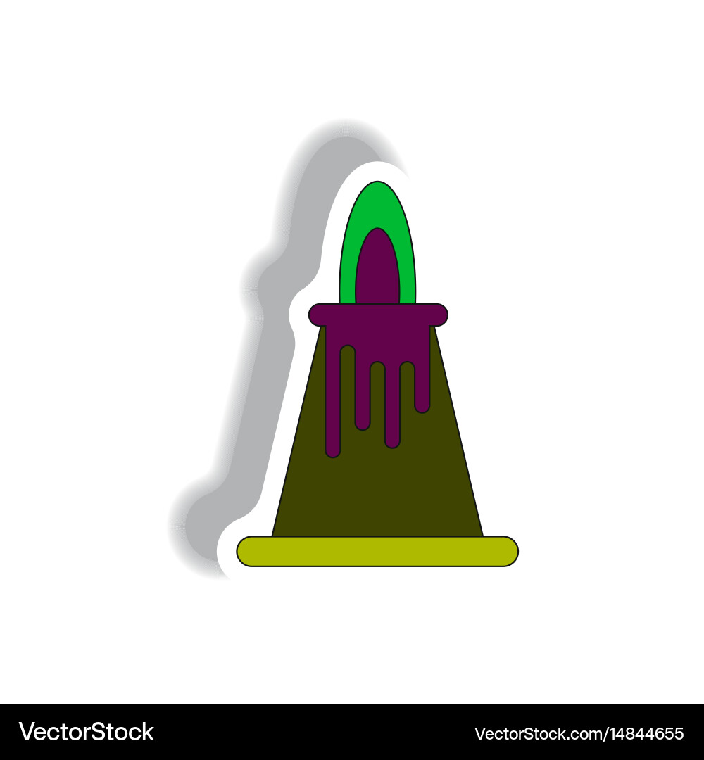 Volcano sticker eruption and lava Royalty Free Vector Image