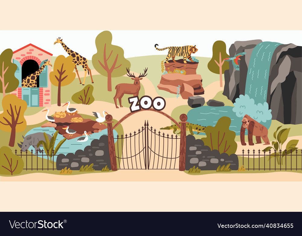Zoo flat Royalty Free Vector Image - VectorStock