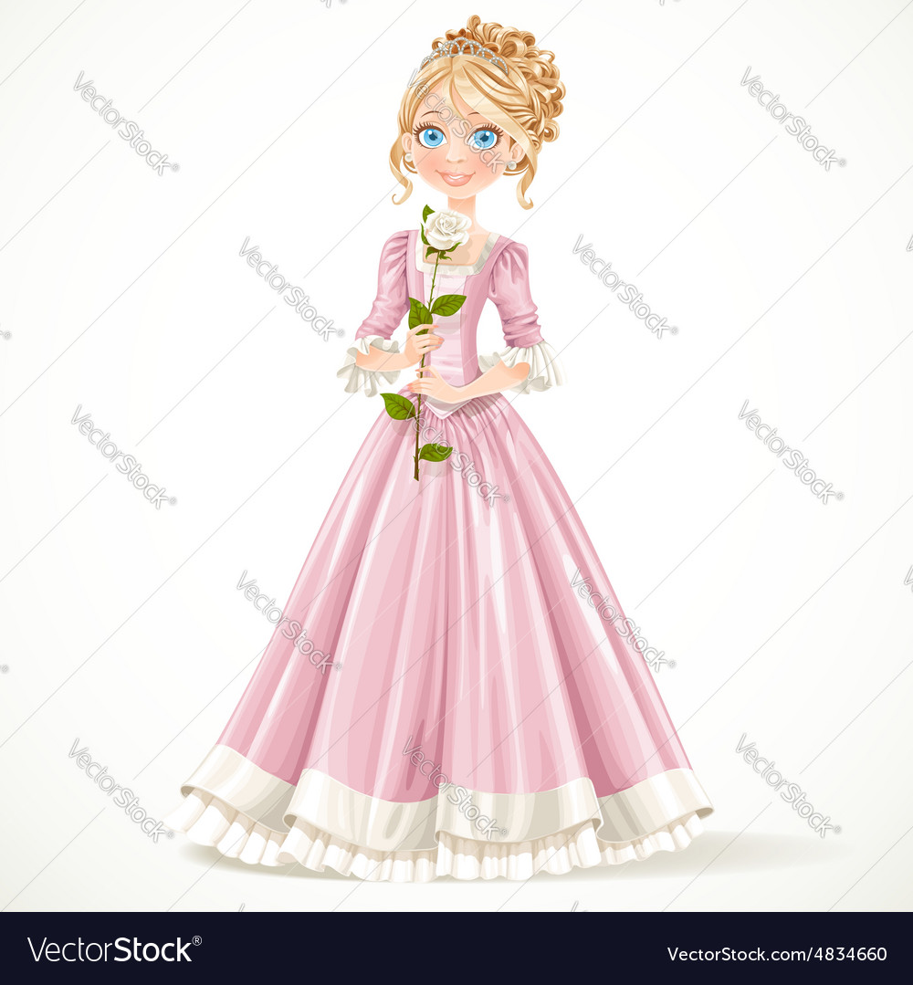Beautiful Young Princess In A Pink Dress Holding A