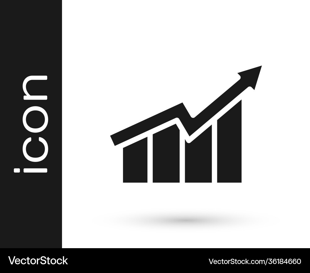 Black financial growth increase icon isolated Vector Image