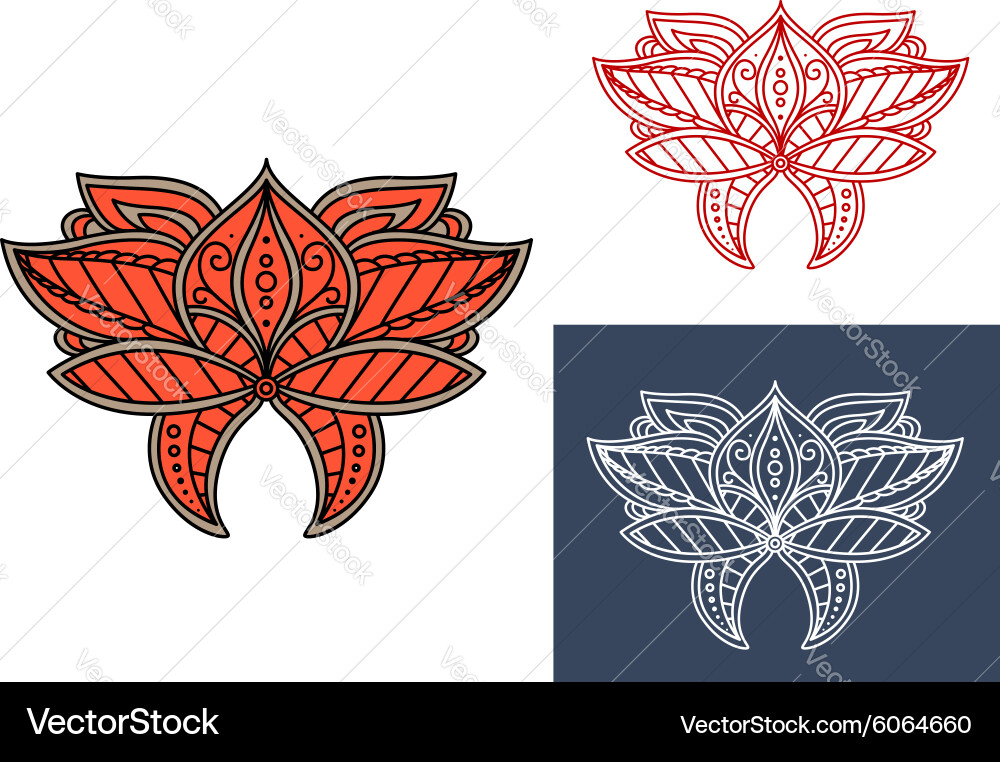 Coral indian floral paisley pattern Royalty Free Vector