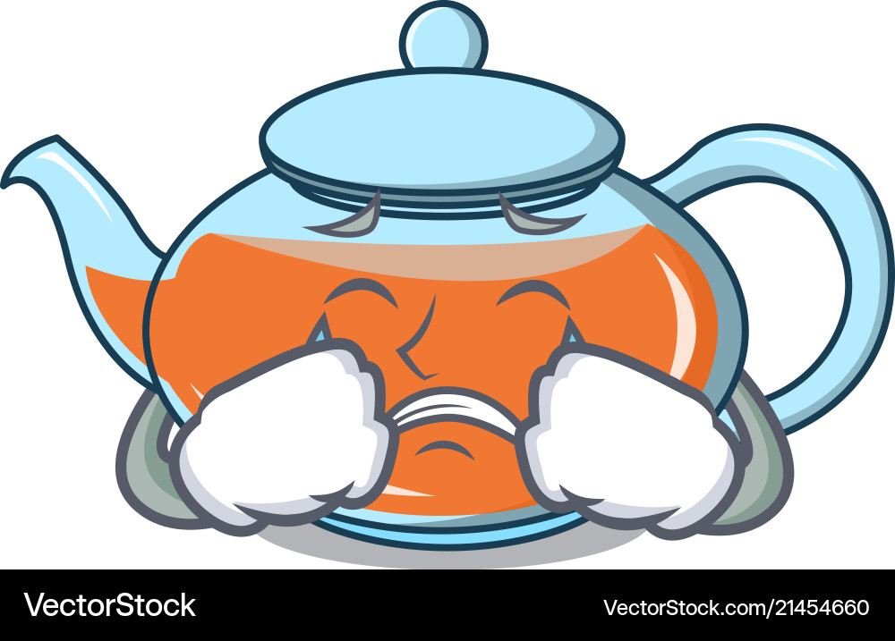 Crying transparent teapot character cartoon Vector Image