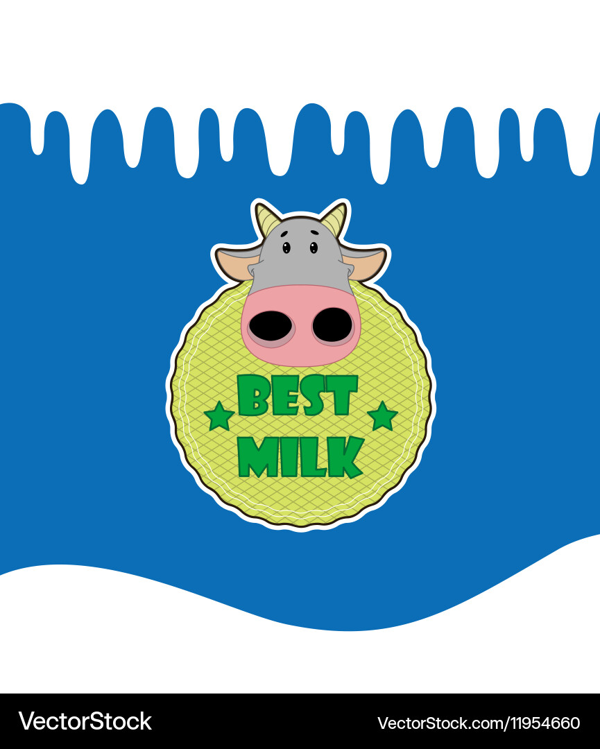 Cute with milk wave and cow Royalty Free Vector Image