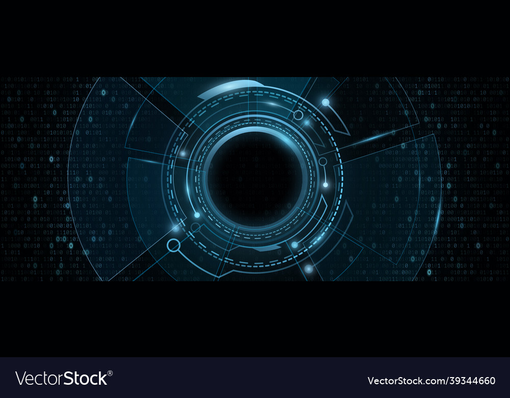 Digital Hud Gui Ui With Binary Code Futuristic Vector Image 4163