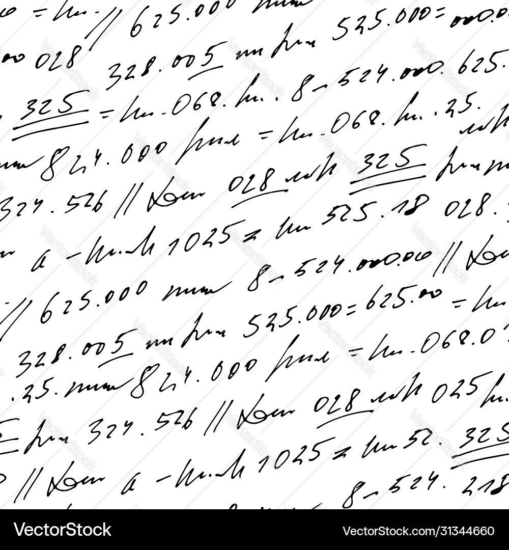 Handwritten abstract text and numbers seamless Vector Image