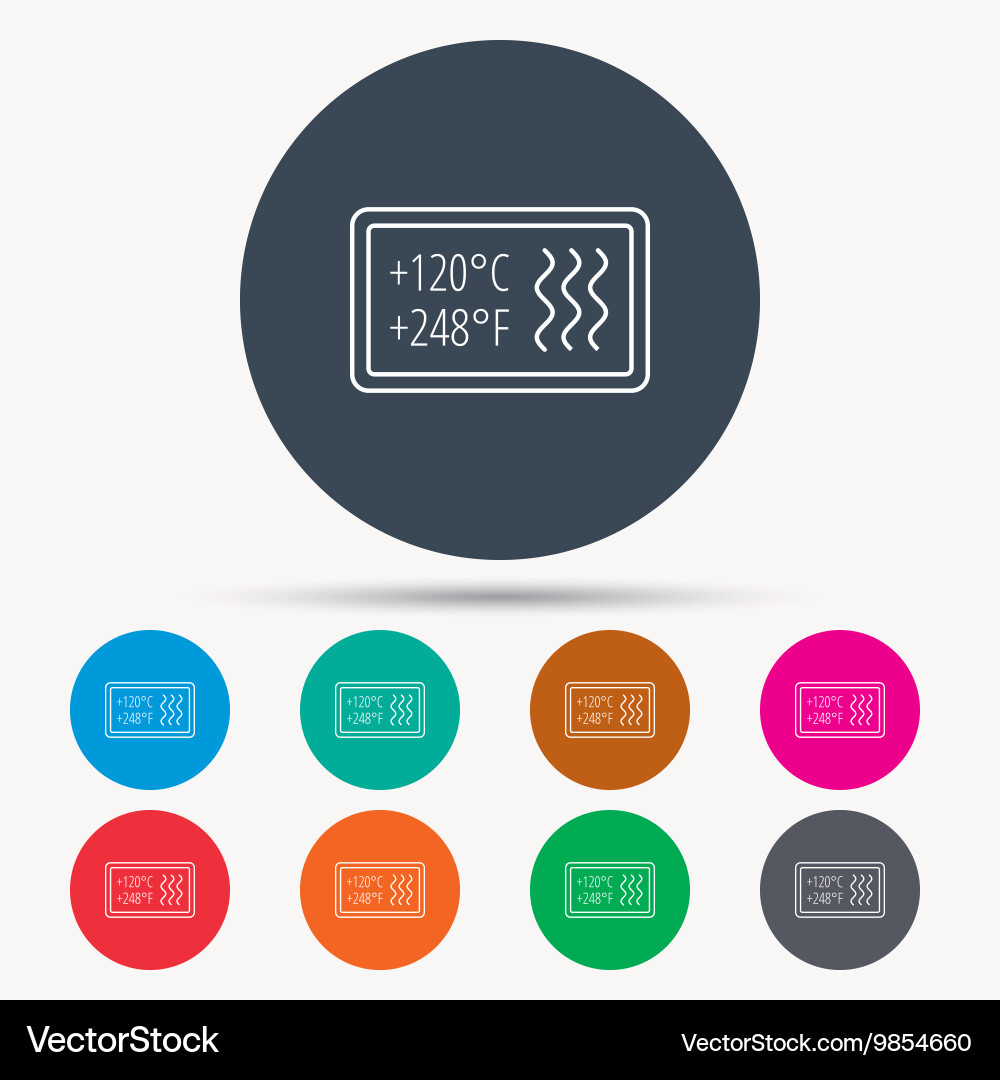 Heat resistant icon Microwave dishwasher info Vector Image