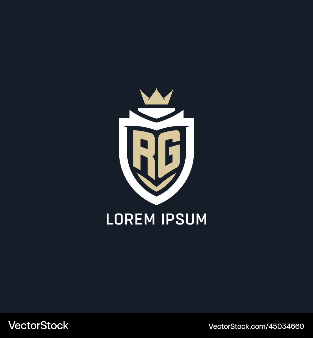 Initial letter rg shield and crown logo style Vector Image